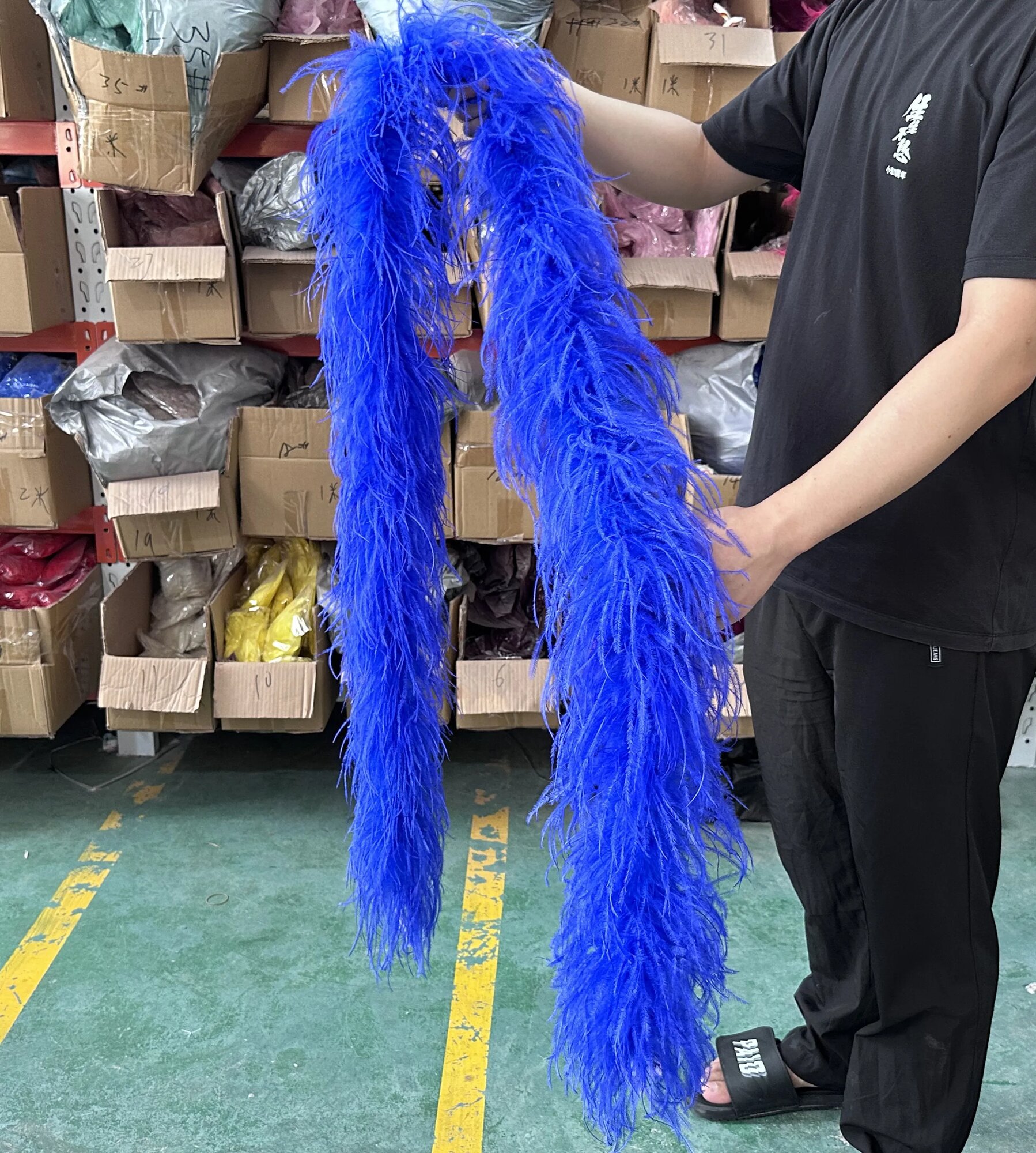 Боа из страусиных перьев 2 метра Синий, 1 PLY, royal blue