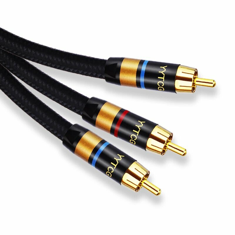 Аудиокабель YYTCG 1RCA-2RCA черный RCA(M)-2RCA(M), <= 0.5 м