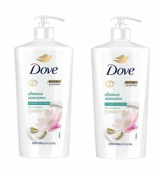 Dove Гель для душа, фисташковый крем и магнолия, 610 мл, 2 уп.