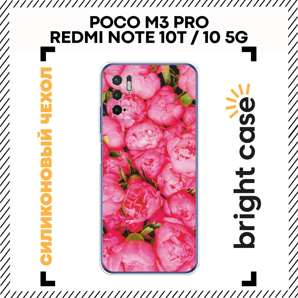 Чехол на Xiaomi Redmi Note 10T/Note 10 5G/Poco M3 Pro / Сяоми Редми Нот 10T/Поко М3 Про с принтом Пионы
