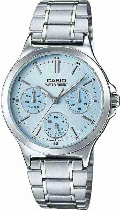 Наручные часы CASIO, голубой, серебряный
