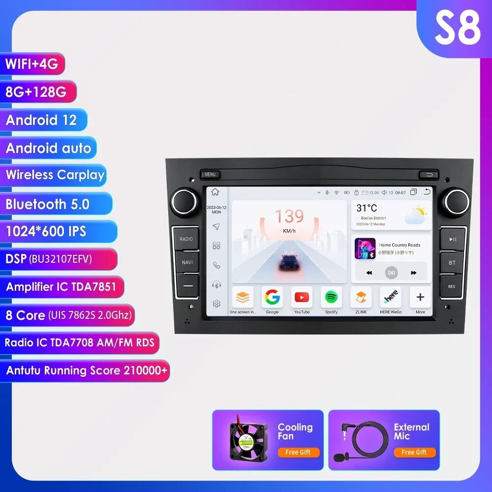 Android мультимедийный плеер для Opel Astra H 2004 Vectra Vauxhall Antara Zafira Corsa C D S8 B