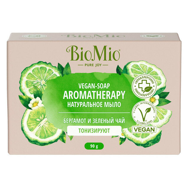 BIOMIO мыло Бергамот и Зеленый чай 90 г для ежедневного очищения и ухода за кожей