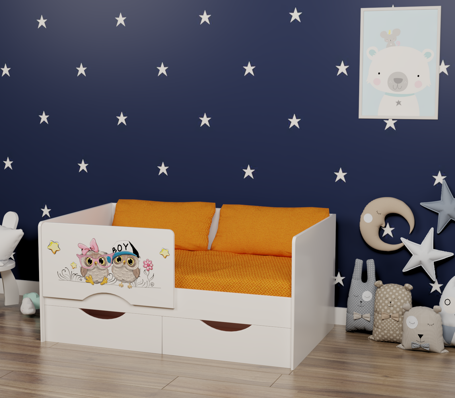 Кровать Малютка Совята 140х80