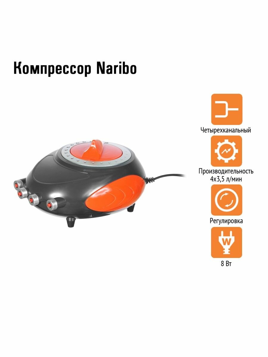 Компрессор Naribo, четырехканальный, 8Вт, 4х3,5л/мин