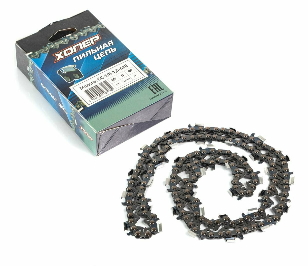 Цепь для бензопилы 68 звеньев 3/8-1,5 Хопер зуб Super-Chisel (цветная картонная коробка)