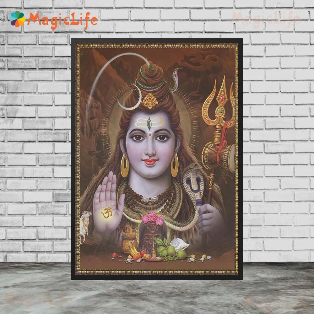 Настенная живопись Vishnu, Brahma And Shiva Gods M, 20X25cm NoFrame