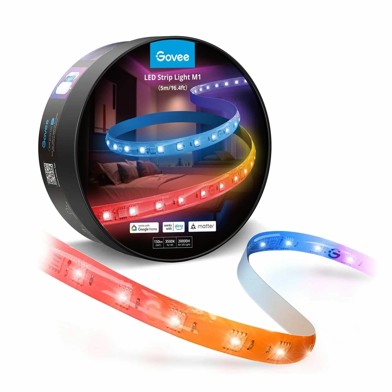 Cветодиодная лента RGB Govee M1 RGBIC LED Strip Lights H61E13D2, умная LED подсветка 5 метров