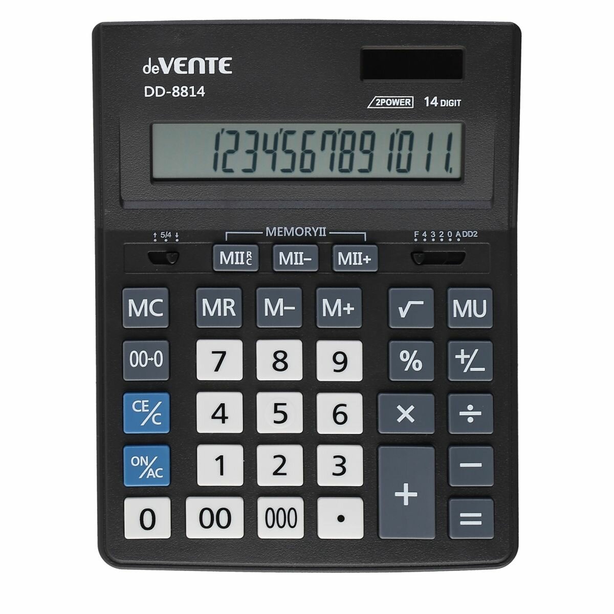 DeVENTE Калькулятор настольный DD-8814, 205х155х35 мм, черный, 14 разрядов