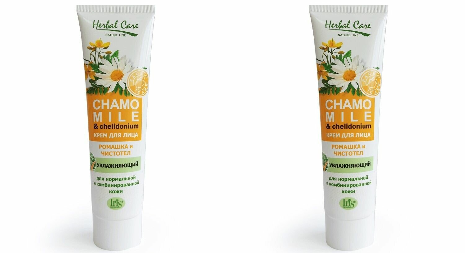 Iris Крем для лица HERBAL CARE увлажняющий ромашка и чистотел, 100 мл 2 шт /