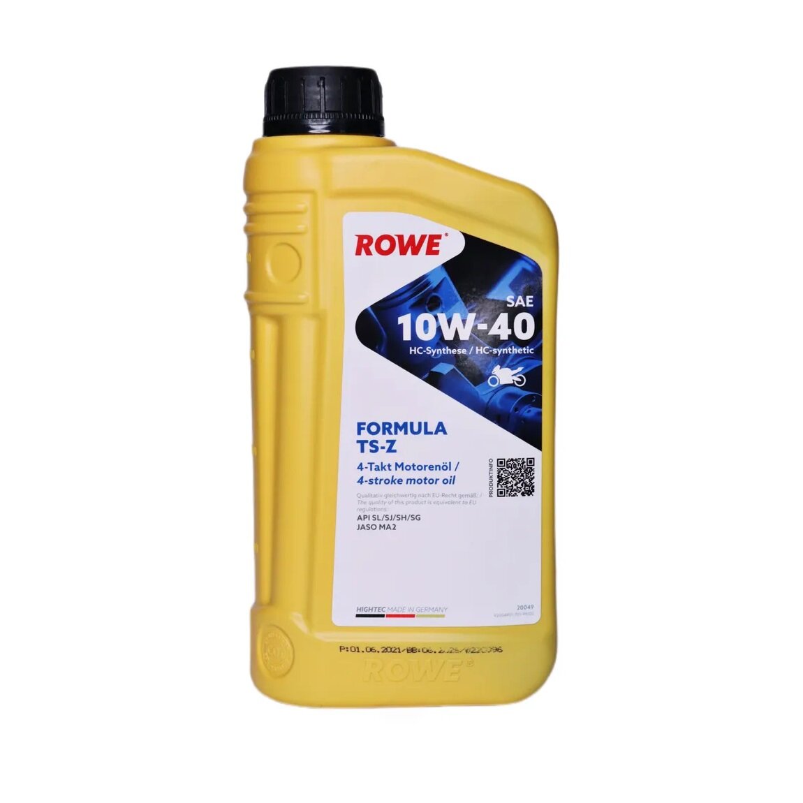 Моторное масло синтетическое ROWE Hightec Formula SAE 10W-40 TS-Z, 1 литр канистра