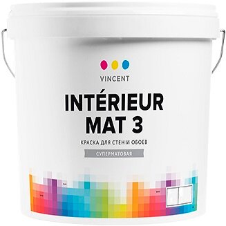 Краска для Стен и Потолков Vincent Interieur Mat I 3 2.25л Белая, Матовая / Винсент Интериор Мат I 3.
