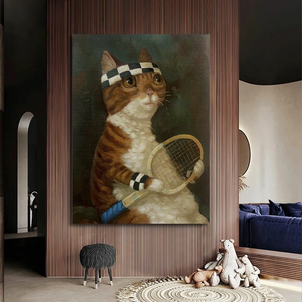 Постер кот, картина с котом, Кот спортсмен, 30х40 см.