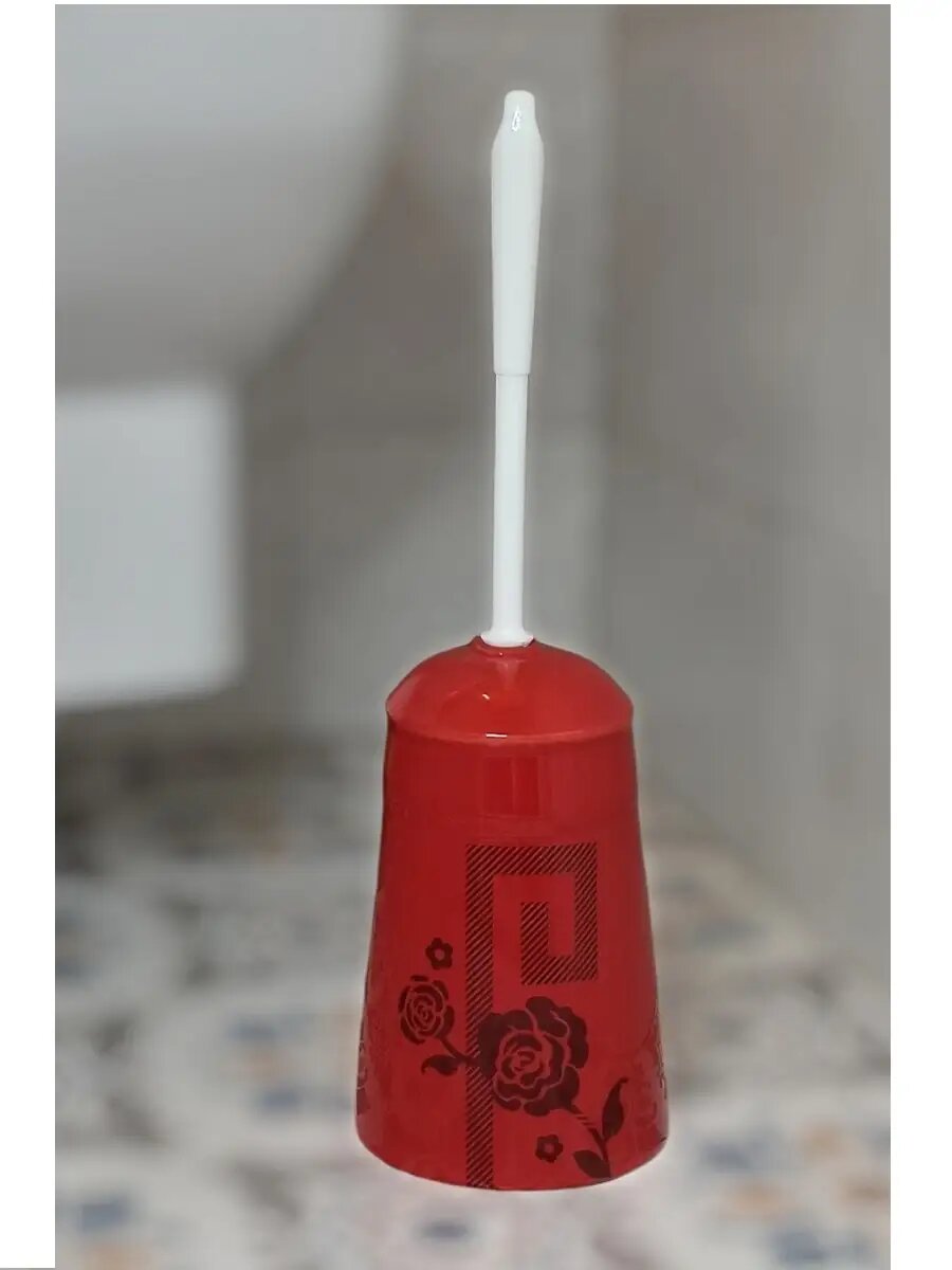 Ерш для унитаза Primanova, красный, с подставкой, из керамики и пластика