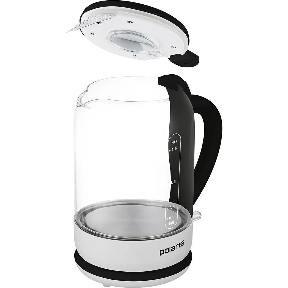 Электрочайник Polaris PWK 1759CGL, 2150Вт, защита от включения без воды, белый, 1.5л