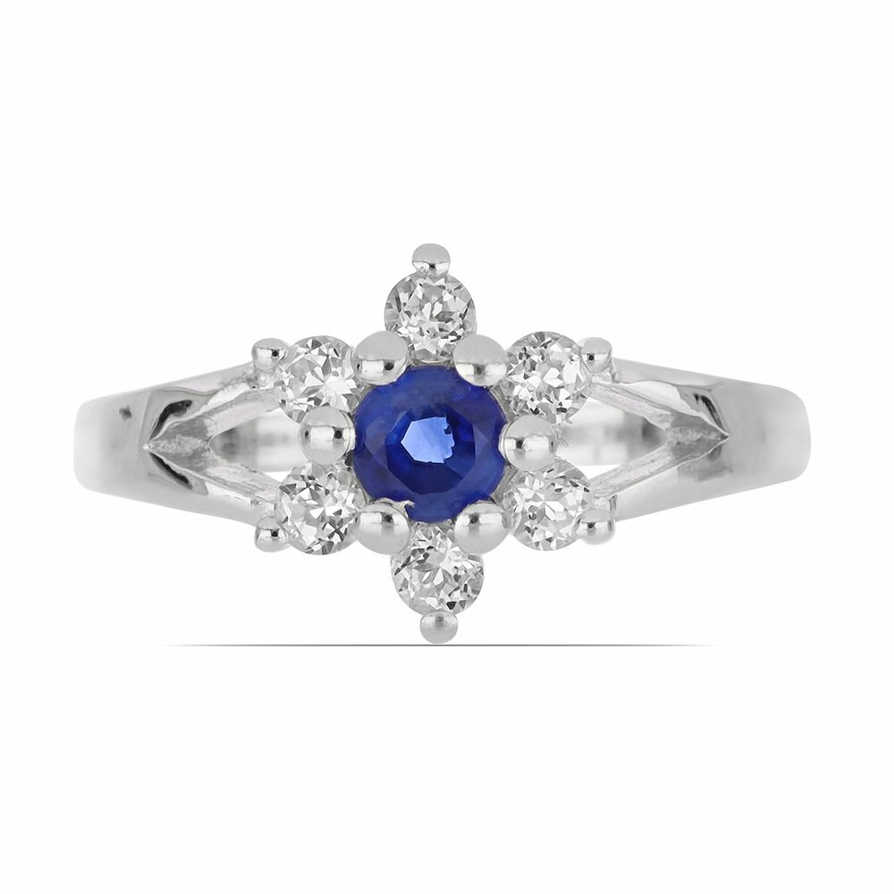 Кольцо, серебро, 925 проба, родирование, топаз, кианит