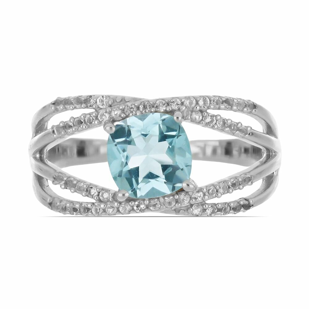 Кольцо, серебро, 925 проба, родирование, топаз