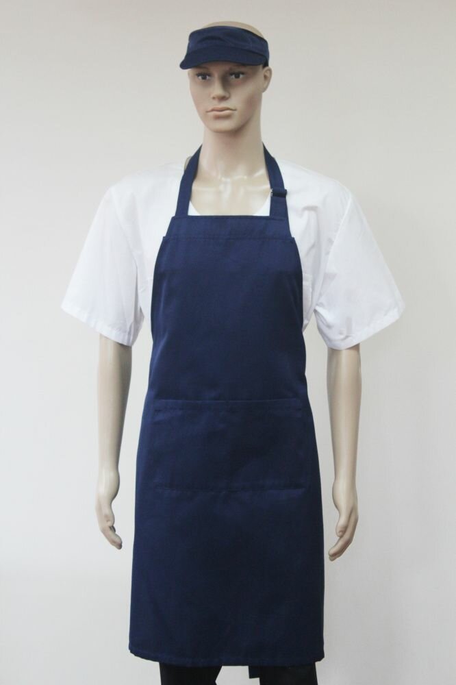 Фартук поварской цельнокройный с регулируемой брителью синий (ткань плащевая)