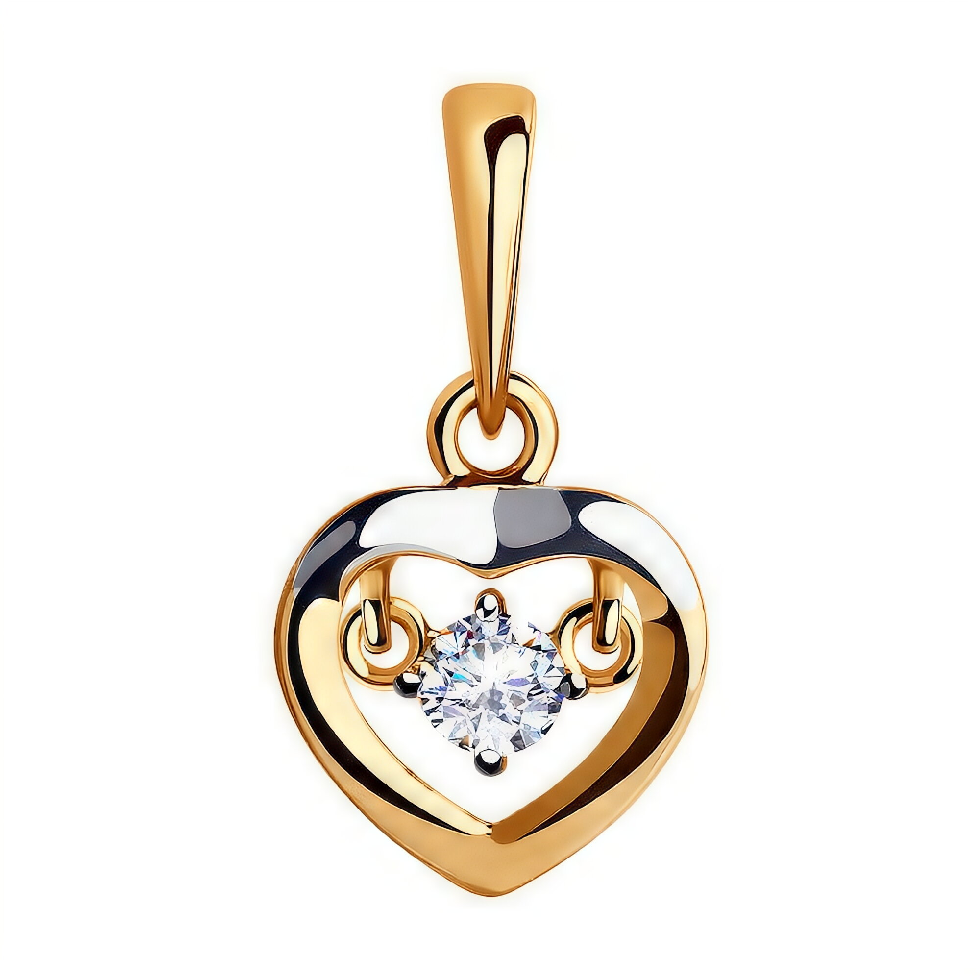 Подвеска, красное золото, 585 проба, фианит