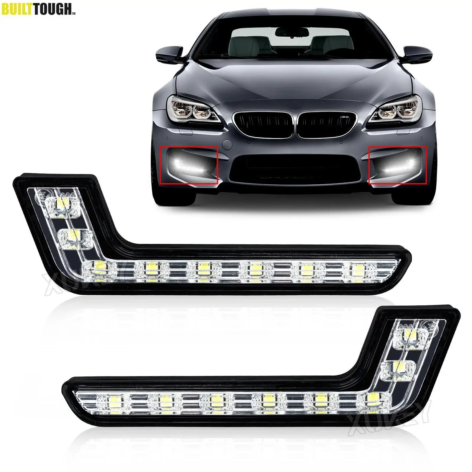 Пара универсальных дневных ходовых огней 8LED SMD 12V L-образный 7-стиль DRL Белый Яркий Водонепроницаемый Передний бампер Противотуманные фары для автомобиля