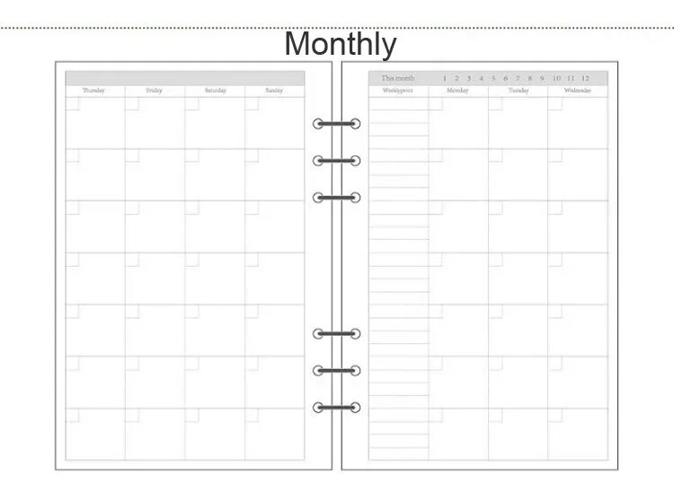 Бумага Fromthenon для блокнота A5 A6 A7 А6, Monthly