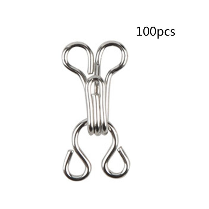 100Pcs Bra Hooks Eyes Closure Clothing Fasteners Sewing Snaps Hooks and Eyes Set