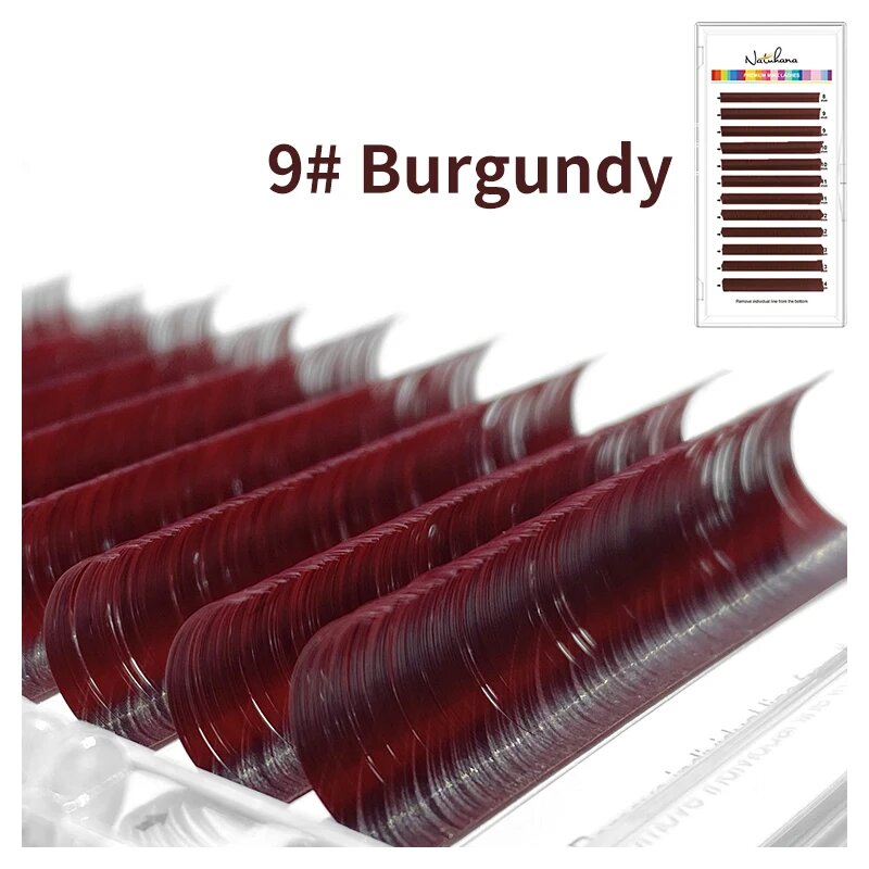 NATUHANA Ресницы C-изгиб Burgundy, 12 рядов