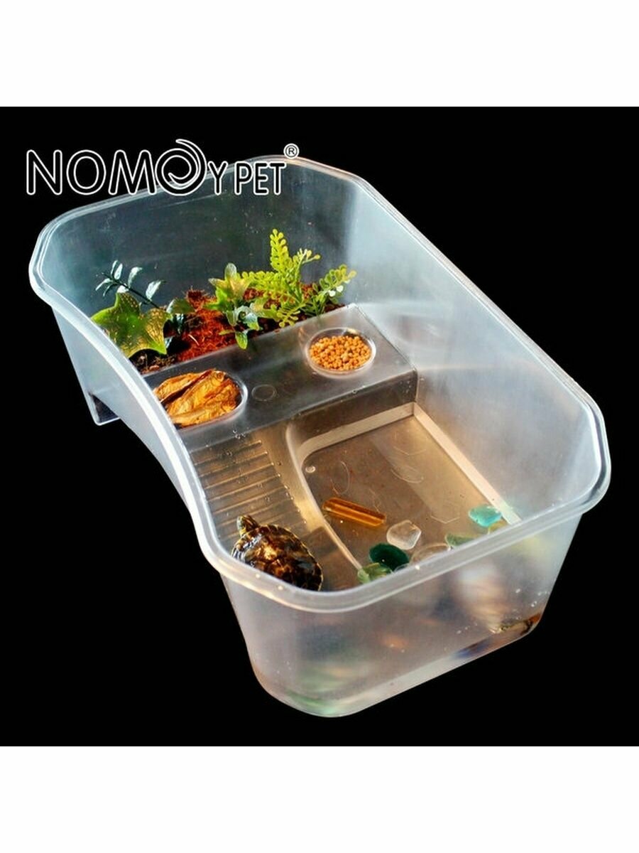 Черепашатник открытый пластиковый прозрачный с островом 40х24,5х13см