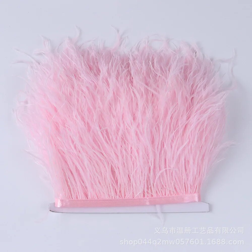 Страусиная бахрома розового цвета Розовый, 8-10cm 1M, 024