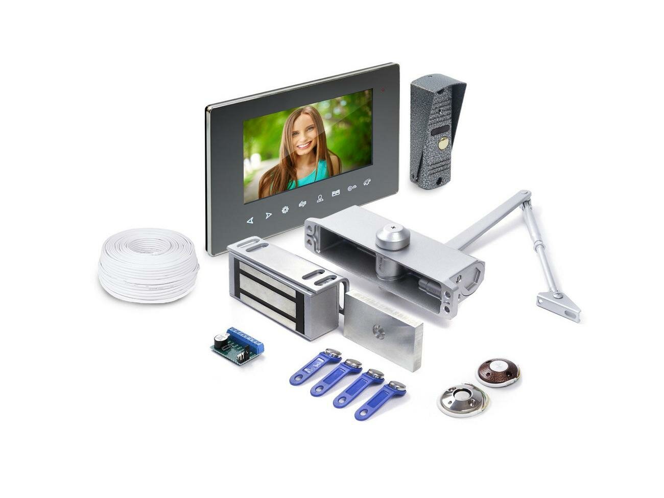 Комплект видеодомофон IP AHD Wi-Fi и электромагнитный замок: Пауер Лок-(400Джи) и EП-(6814-LG) - магнитный замок для домофона