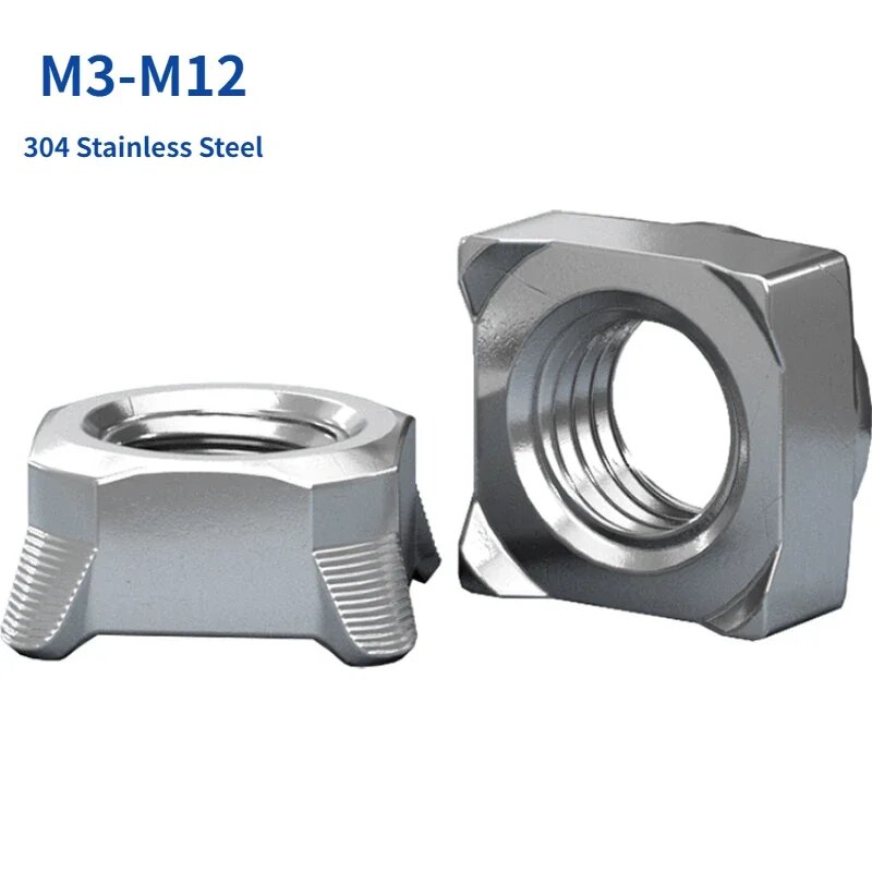 M3 M4 M5 M6 M8 M10 M12 304 квадратная сварочная гайка из нержавеющей стали, точечная сварка, четыре угловых гайки, квадратные сварочные гайки