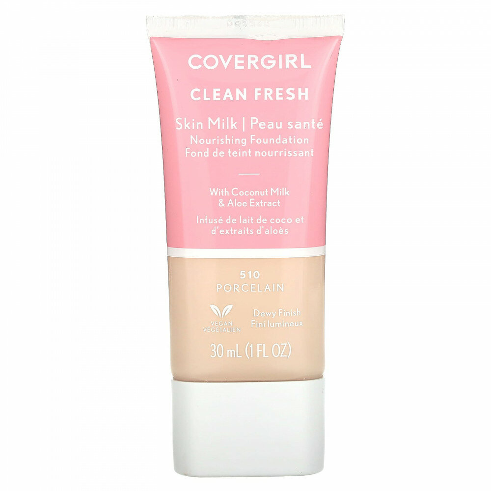 Covergirl, Clean Fresh, Skin Milk, питательный тональный крем, 510 фарфоровый, 30 мл (1 жидк. унция)