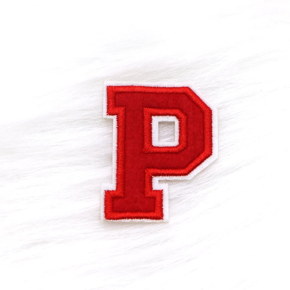 Нашивки с красными буквами для вышивки Красный, P