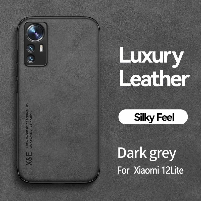 FASNYA Кожаный чехол на Xiaomi 12 Lite (Сяоми / Ксиаоми 12 Лайт) с защитой камеры противоударный, ля магнитного авто-держателя