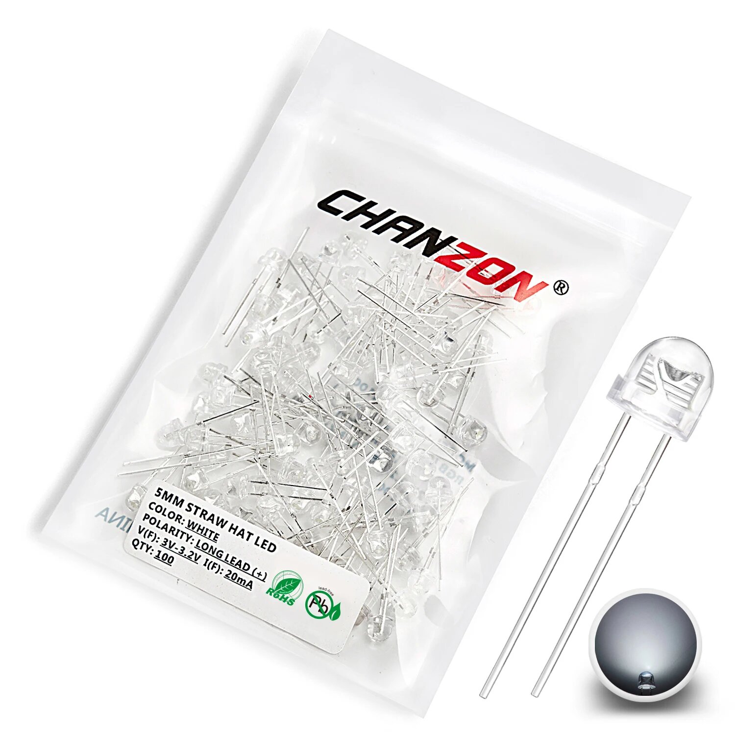 CHANZON 5 мм светодиодная шляпа White (No Flash)