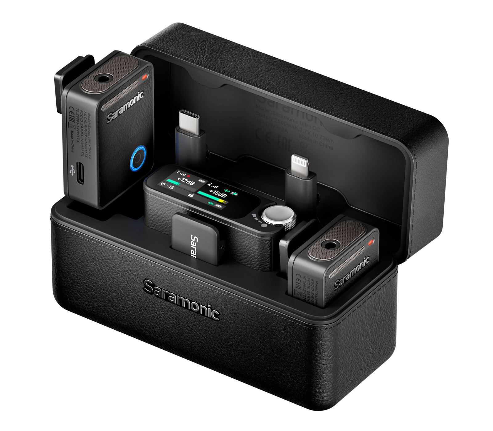 Беспроводная система Saramonic Ultra 03, 2TX + RX, 3.5мм / USB-C / Lightning, с петличками, черная