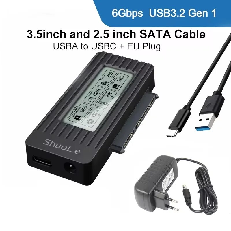 Адаптер USB 3.2/3.0 к SATA kebidu LED 3.5 2.5 EU