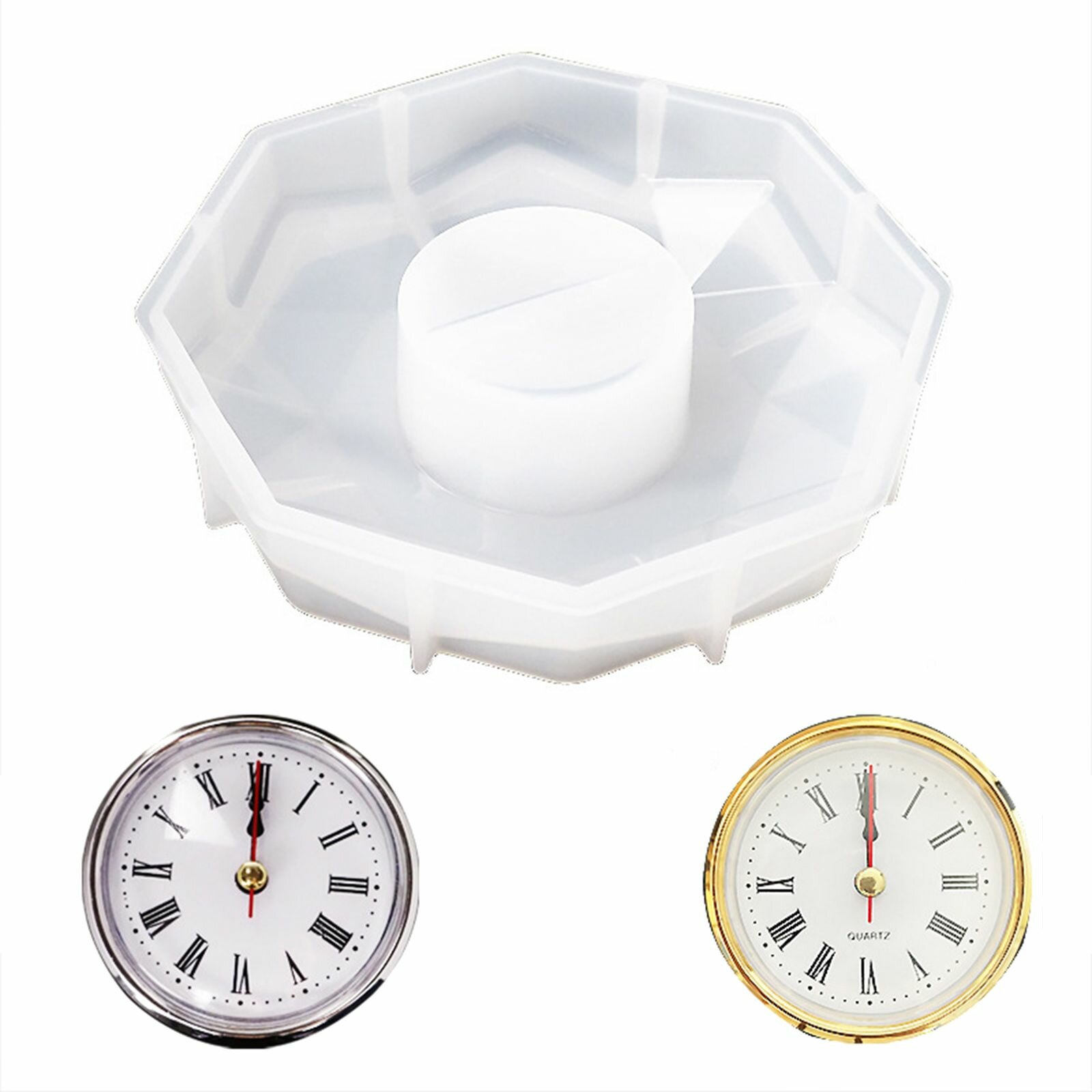 Силиконовая форма для часов Diy шестиугольной формы, полимерная настенная подвеска, декоративное зеркало, эпоксидная смола, инструмент ручной работы