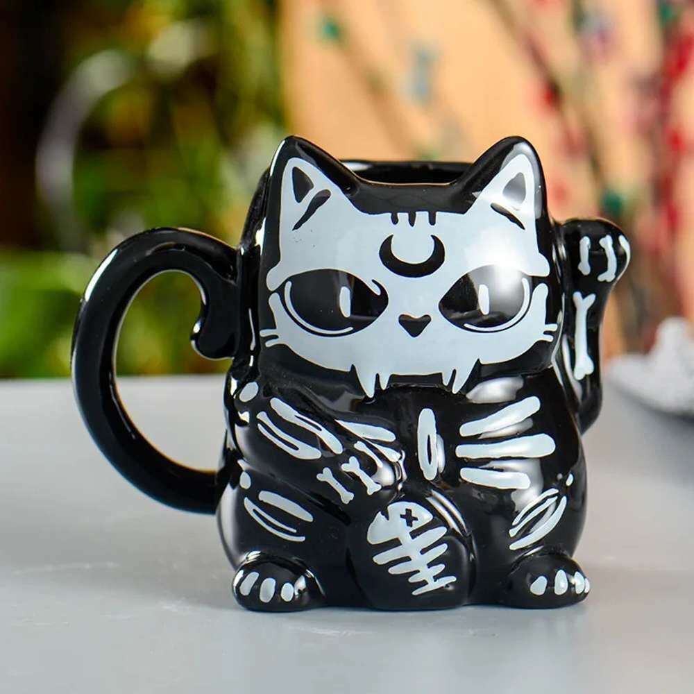 Кружка керамическая Кот скелет