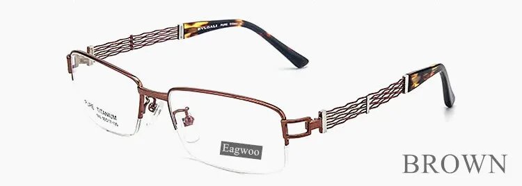 Полуободковые очки EAGWOO из титана для широкого лица Brown