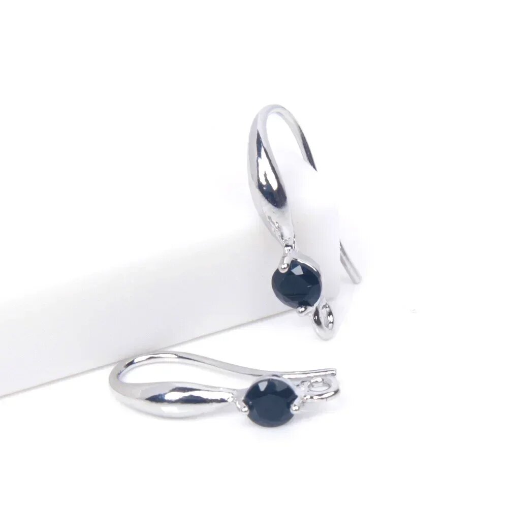Серьги-гвоздики с черным камнем, EG-107-B