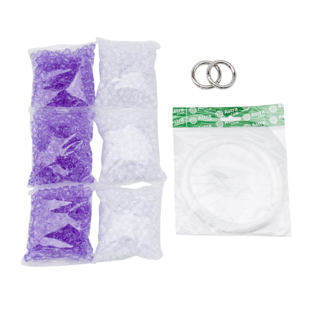 Набор для плетения двухцветной сумки из бусин, акриловые, граненый куб, 10 мм, Astra&Craft (643 лаванда, прозрачный)