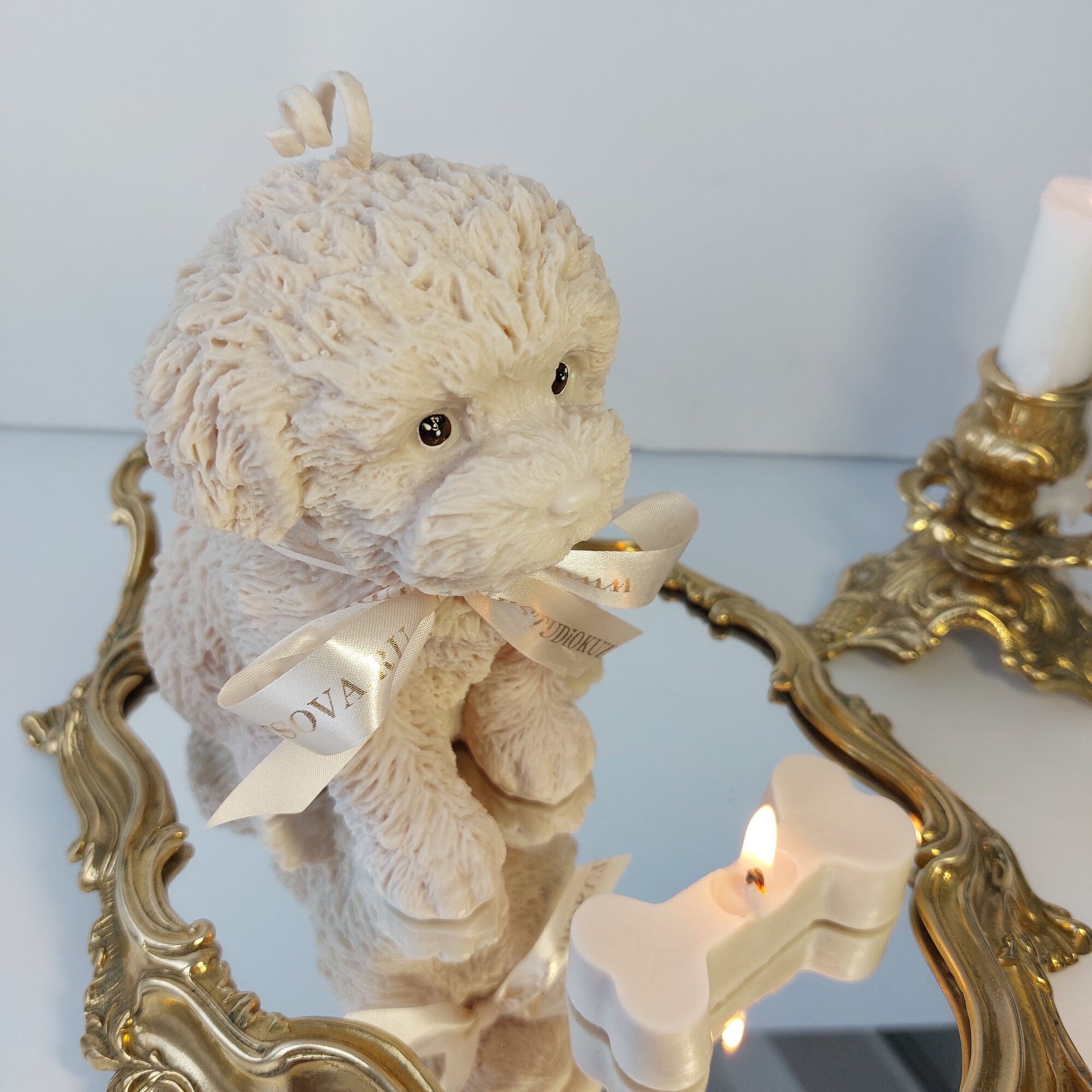 Свеча Studio Kuznetsova "Щенок", пчелиный воск, фигурная, ручная работа, 13x13 см