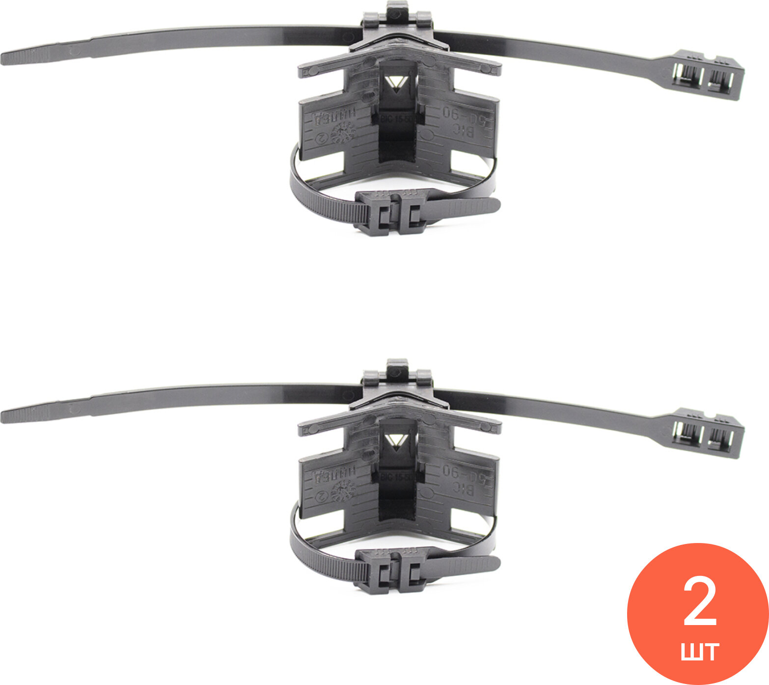 Дистанционный фиксатор Нилед BIC 50.90 для проводов СИП, пластиковый, черный, диаметр пучка 25-62мм / крепеж (комплект из 2 шт)