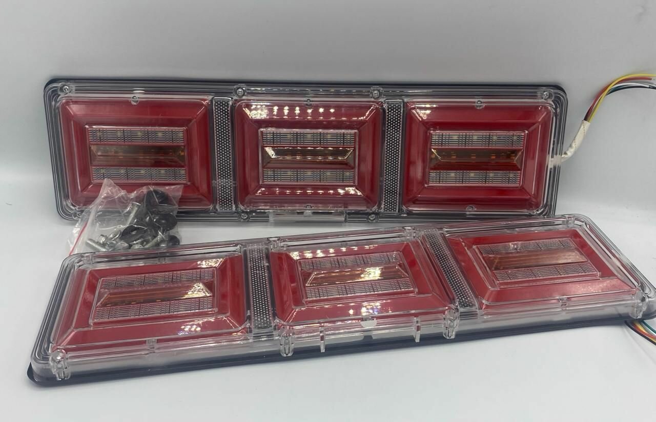 Задние фонари на грузовик, прицеп, ГАЗель, ГАЗ, МАЗ, Некст, автобус 2ШТ 12-24В / Стоп сигнал на авто / Светодиодные фары LED Габаритные N5