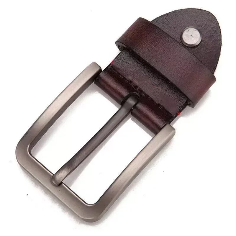 Пряжка для ремня металлическая кожаная черная/кофейная 36-39/32-34 мм 3.3cm, brown