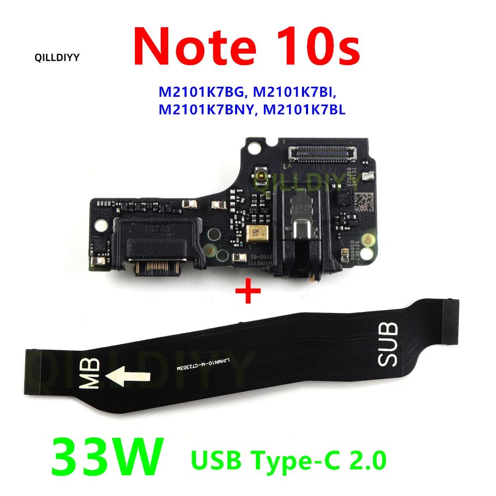 Для Xiaomi Redmi Note 10S USB-плата для зарядки 33 Вт док-порт разъем гибкий кабель материнская плата Flex M2101K7BG