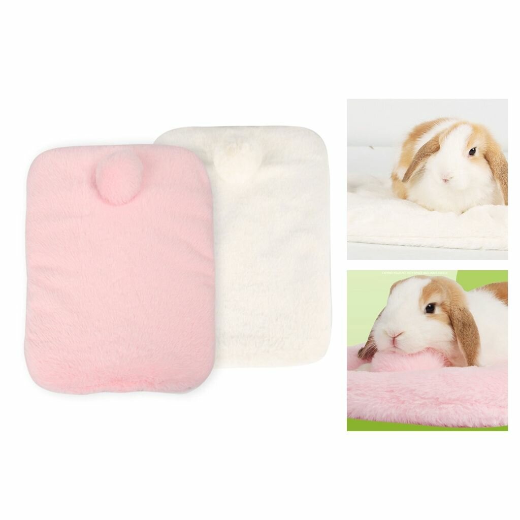 Теплый коврик для лежания кролика "гнездышко"-белый-черный