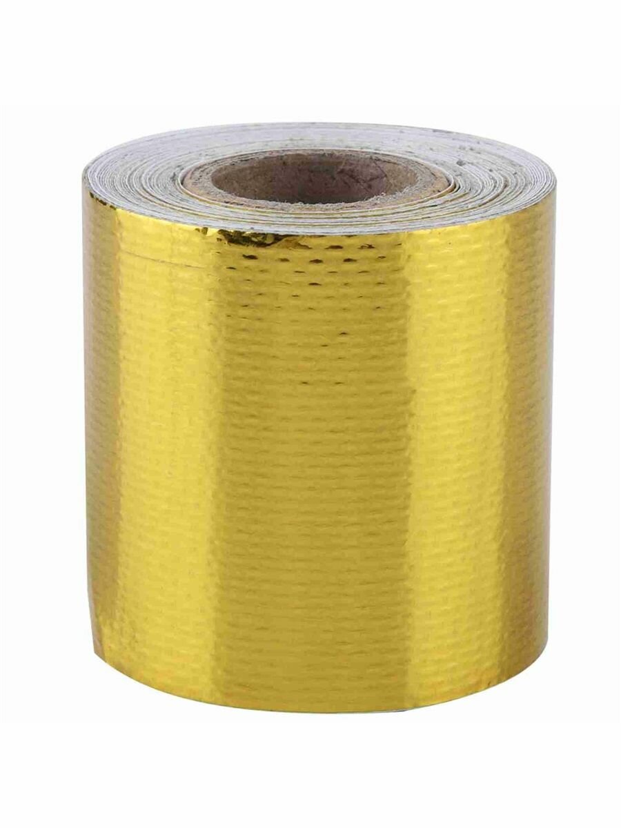 Светоотражающая теплозащитная лента из автомобильной алюминиевой фольги 5 м x 5 см, золотистого цвета, клейкая, термостойкая, простая установка