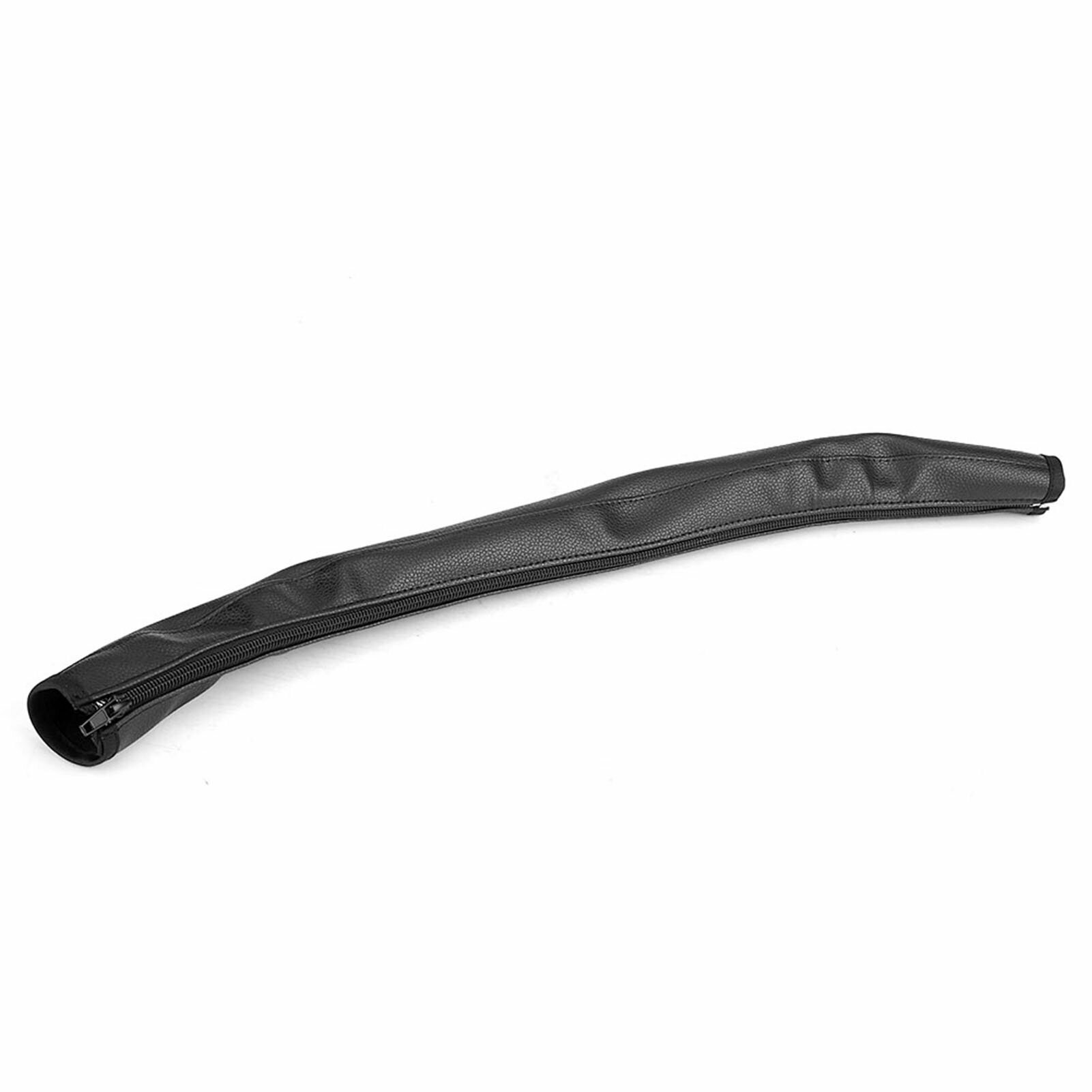 Защитный чехол для ручки и подлокотника детской коляски из черной искусственной кожи.